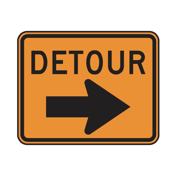 trafficthingz.com: MUTCD M4-9 Detour (Arrow)
