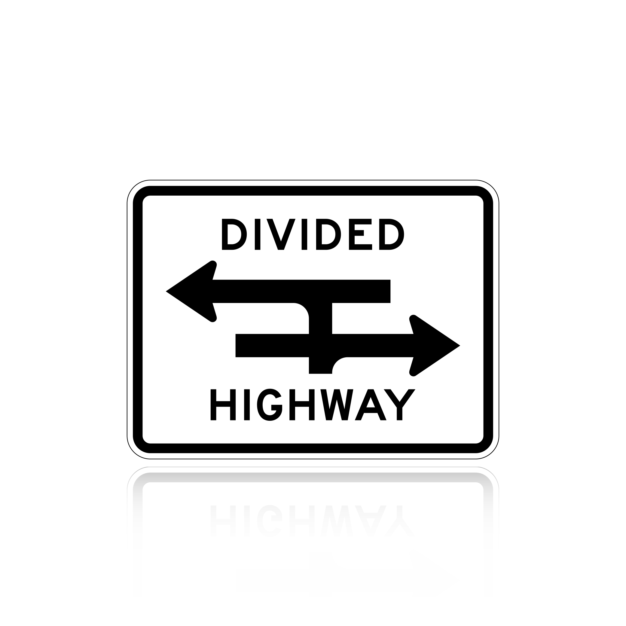 MUTCD R6-3A Divided Highway Crossing (T Intersection) Sign