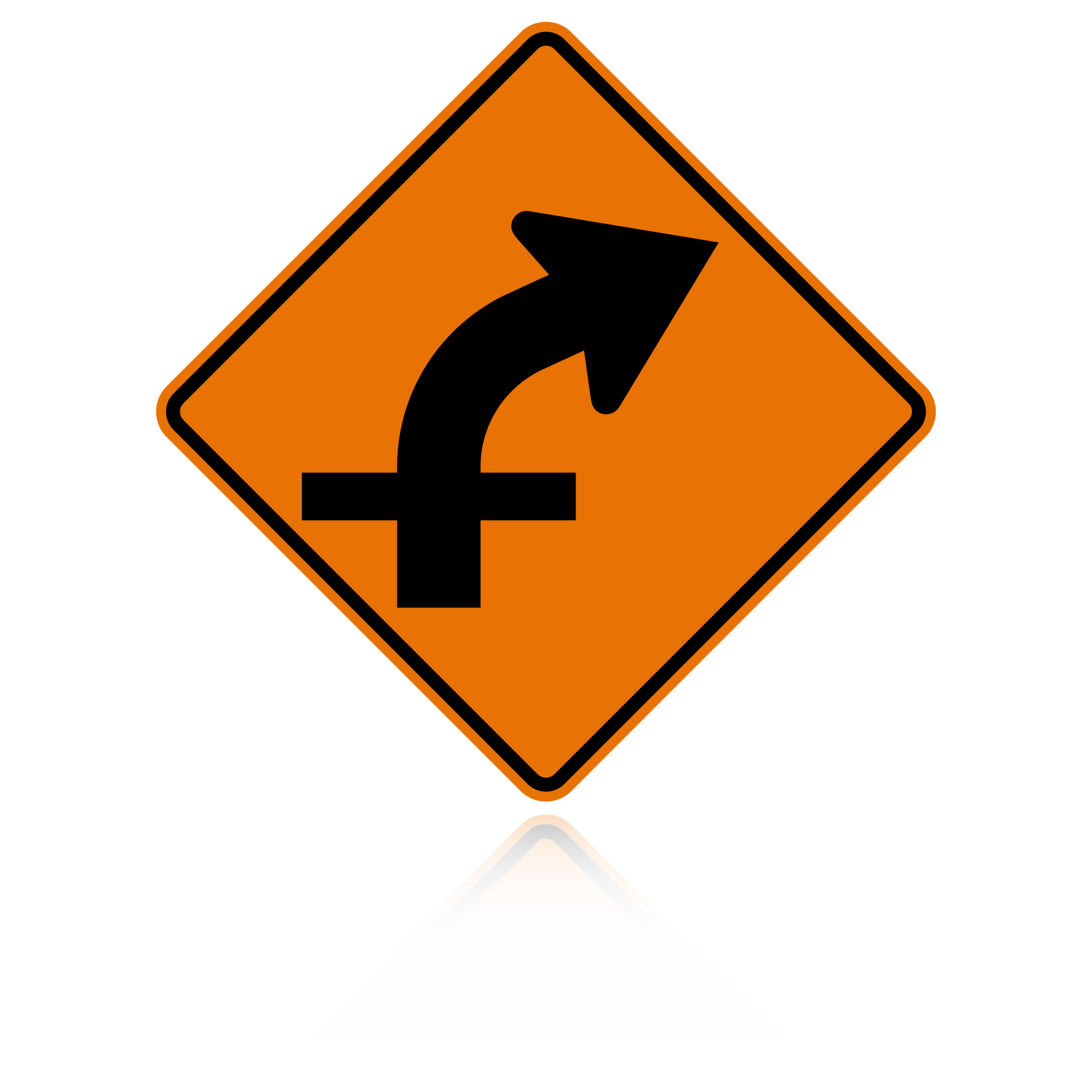 MUTCD W1-10AR Right Combination Curve/Cross Road Sign
