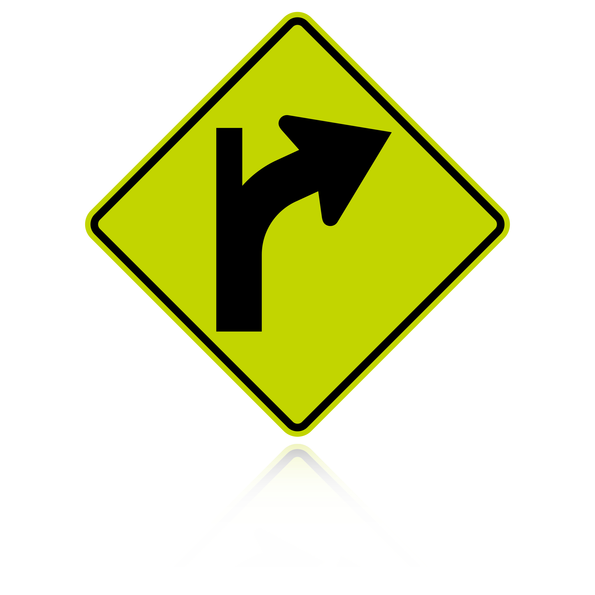 MUTCD W1-10BR Right Curve Side Road Intersection Sign