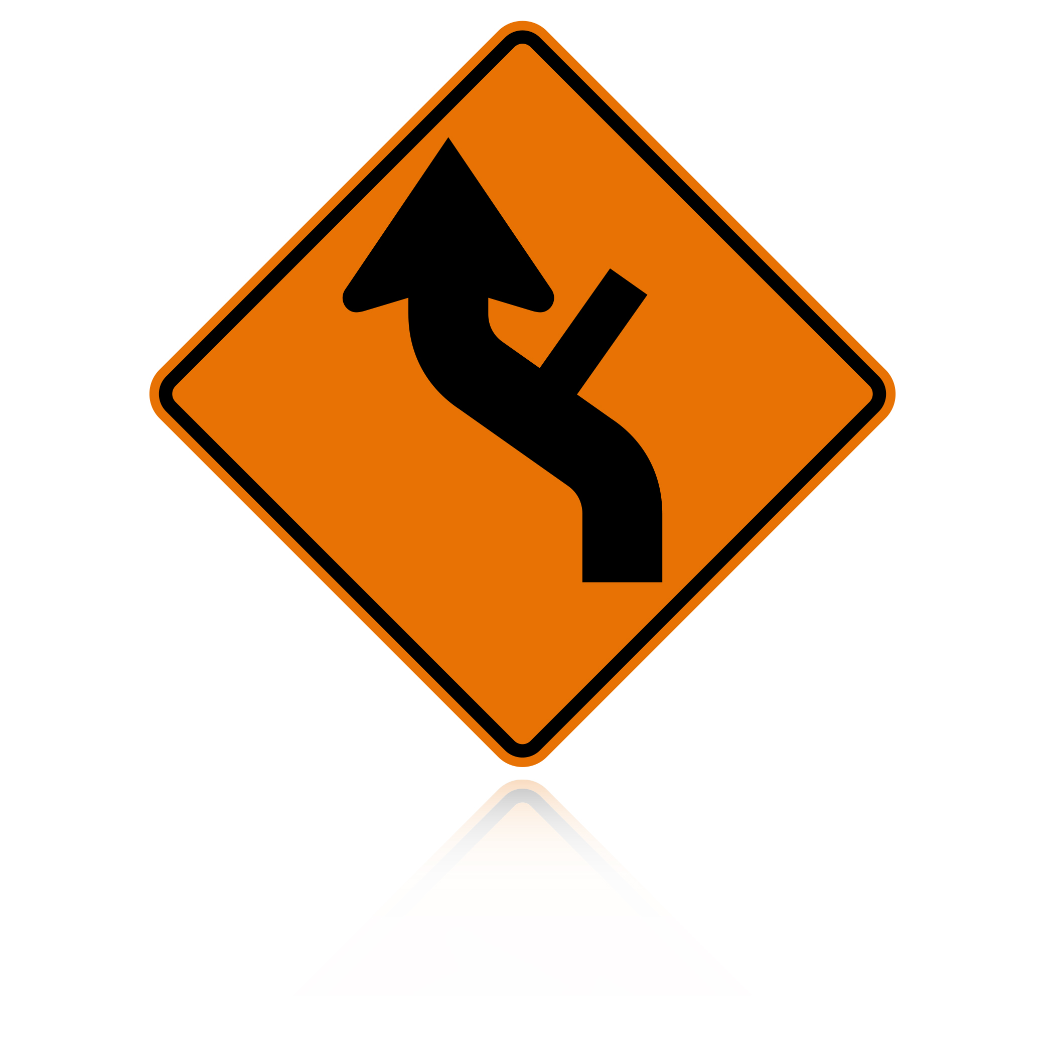 MUTCD W1-10DL Left Reverse Curve/Side Road Traffic Sign