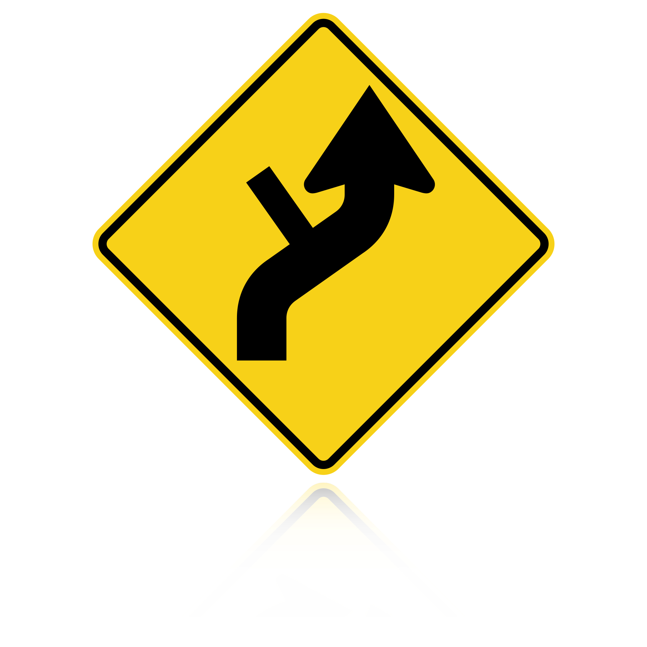 MUTCD W1-10DR Right Reverse Curve Side Road Intersection Sign
