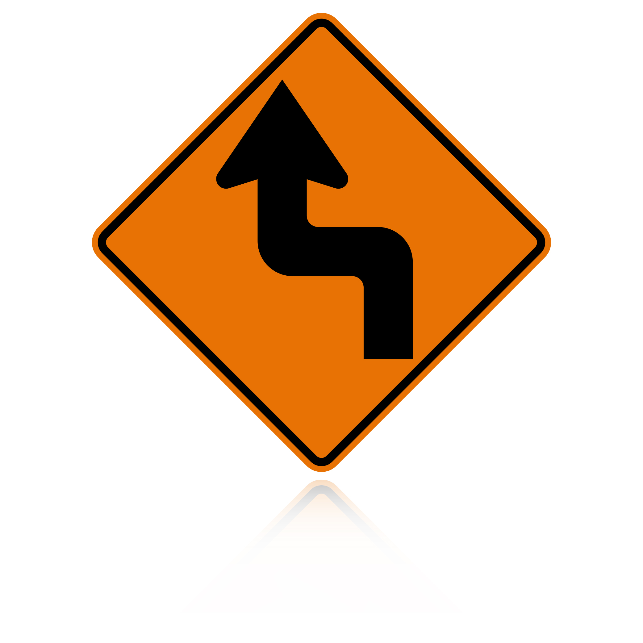 MUTCD W1-3L Left Reverse Turn Road Sign