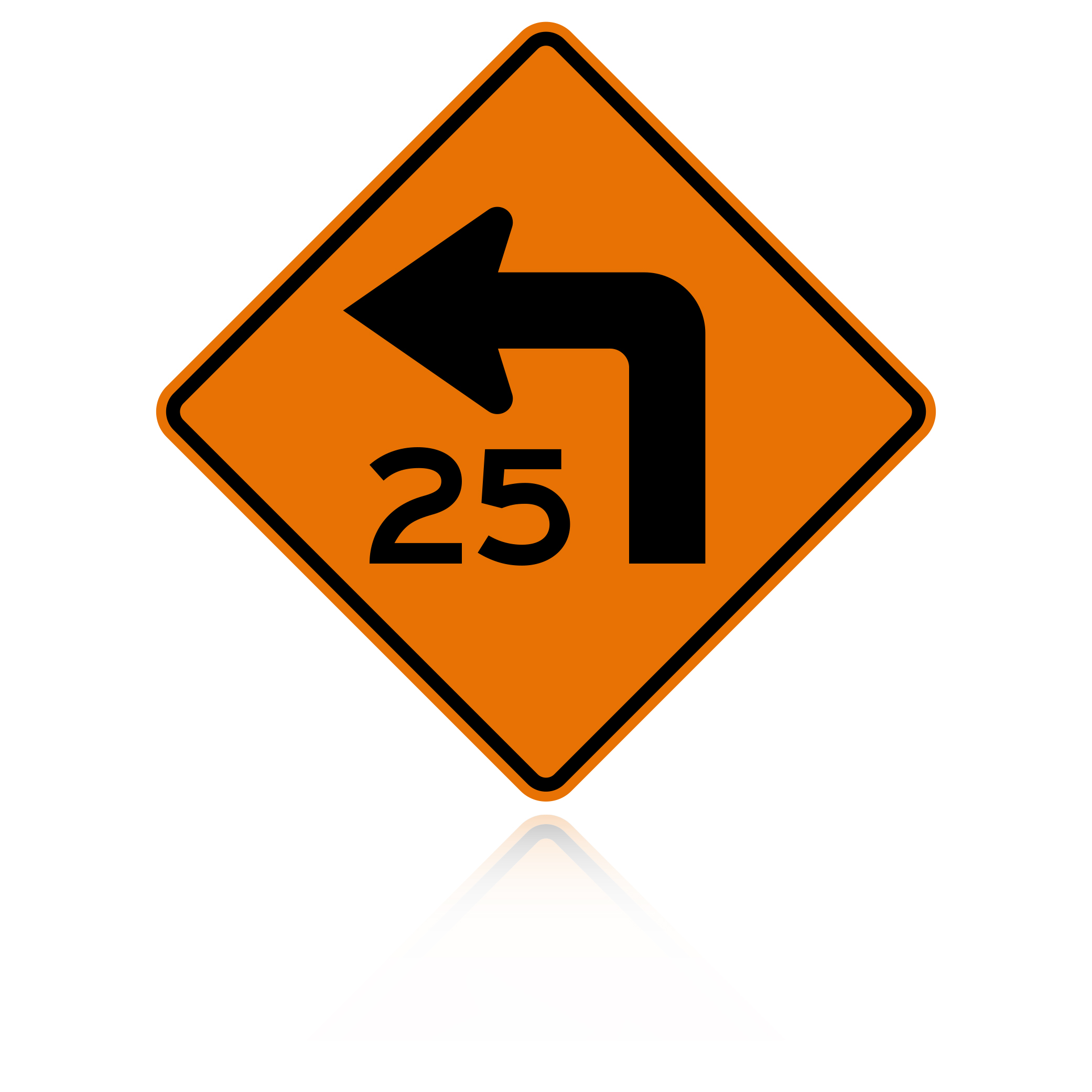 MUTCD W1-1aL Speed Advisory Turn Left Traffic Control Sign