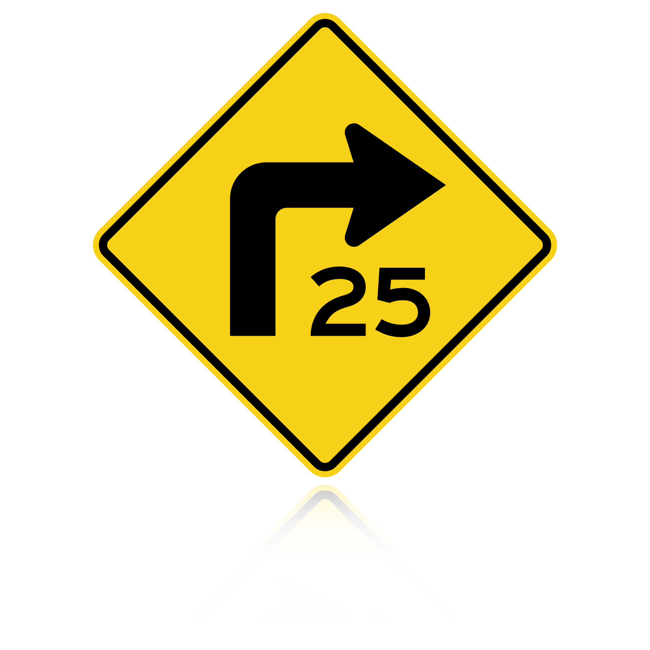 Speed Advisory Turn Right Sign MUTCD W1-1aR