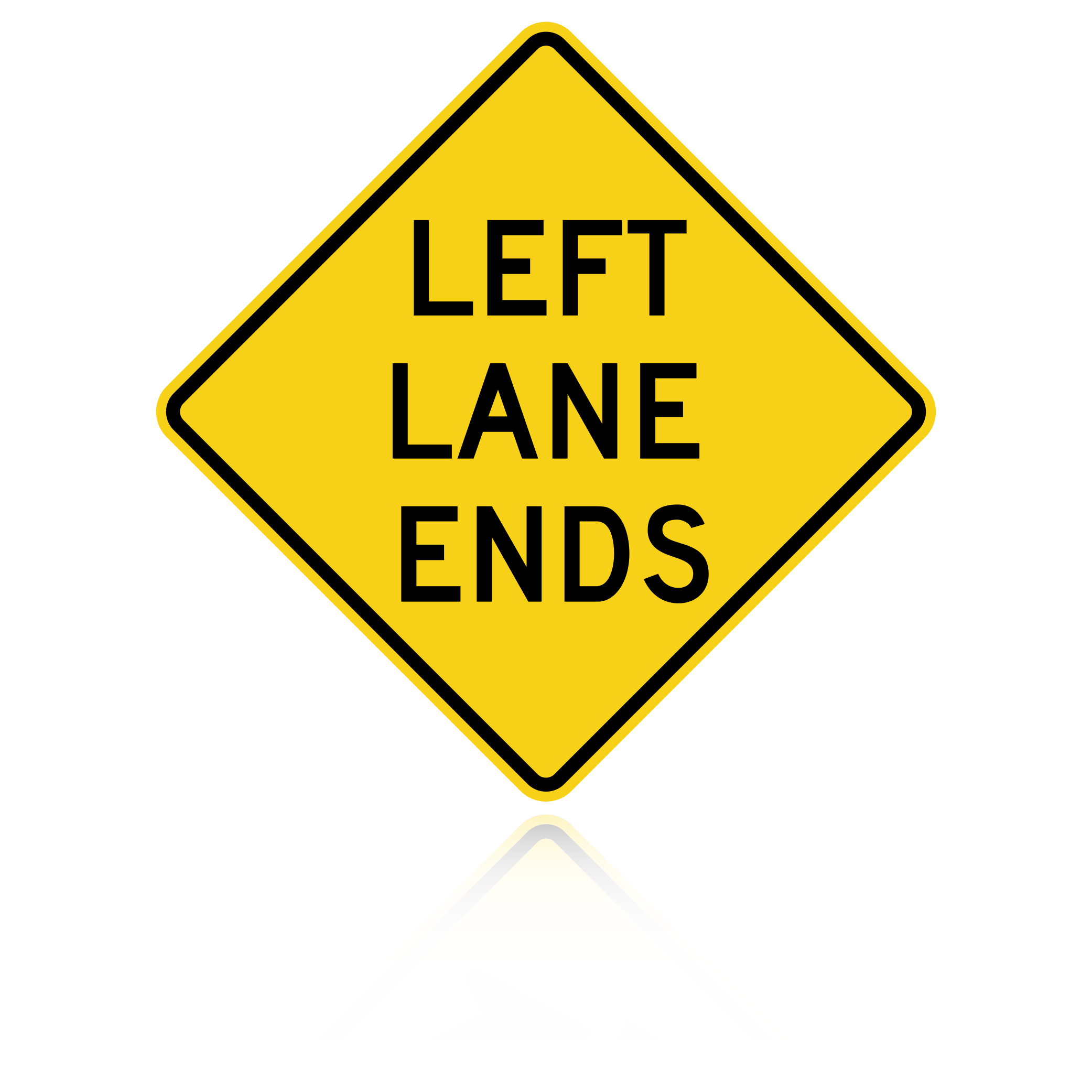 Left Lane Ends Sign - MUTCD W9-1L Traffic Warning Sign