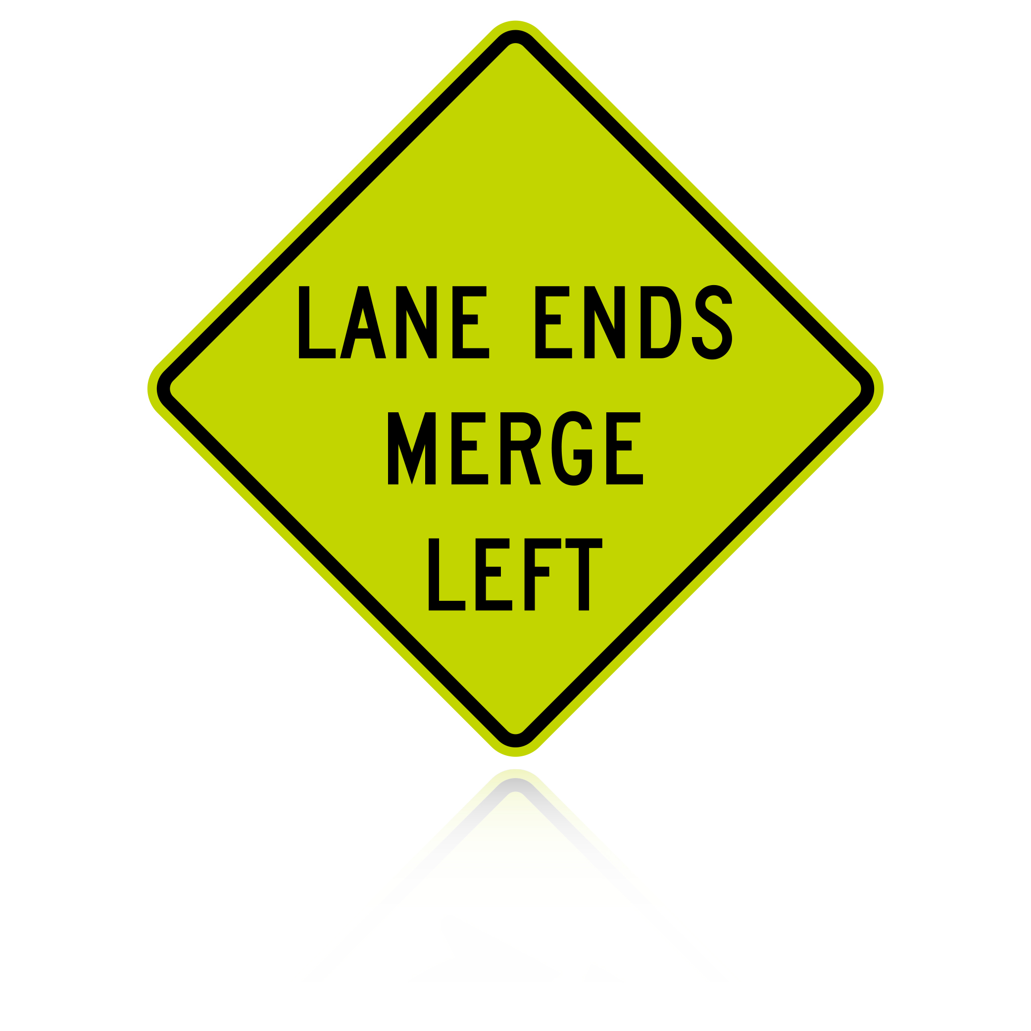 MUTCD W9-2L Lane Ends Merge Left Road Sign - Traffic