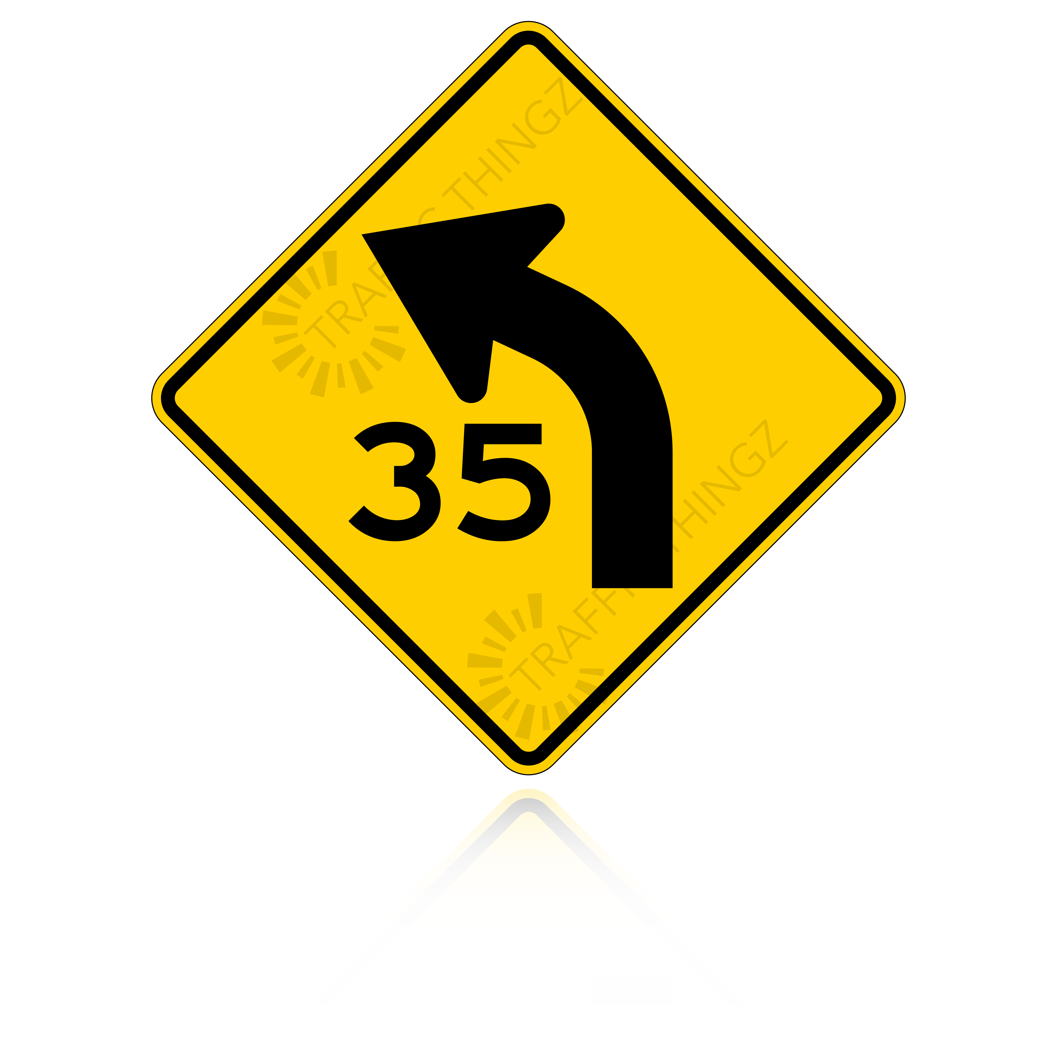 Yellow 35 Mph Sign