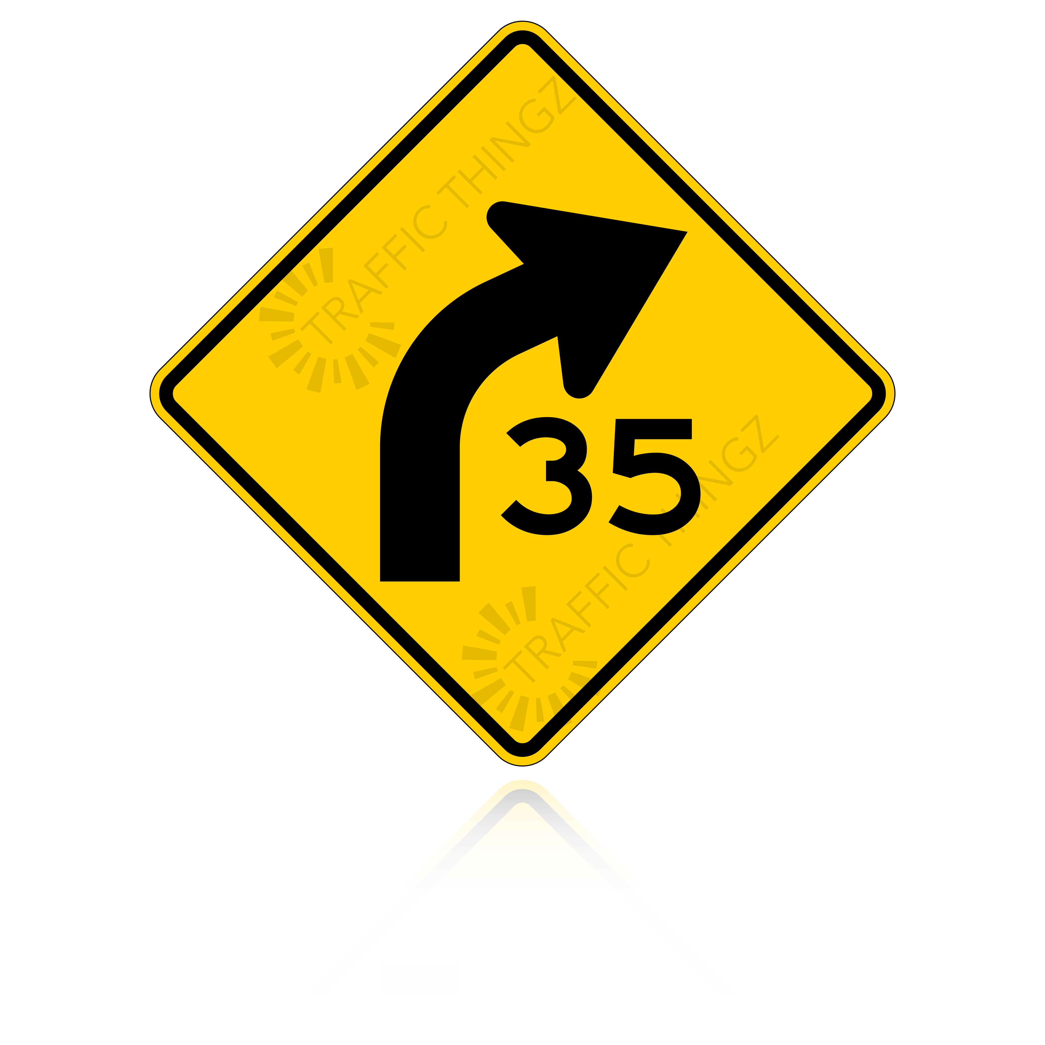 trafficthingz.com: MUTCD W1-2aR Advisory Speed Limit Right