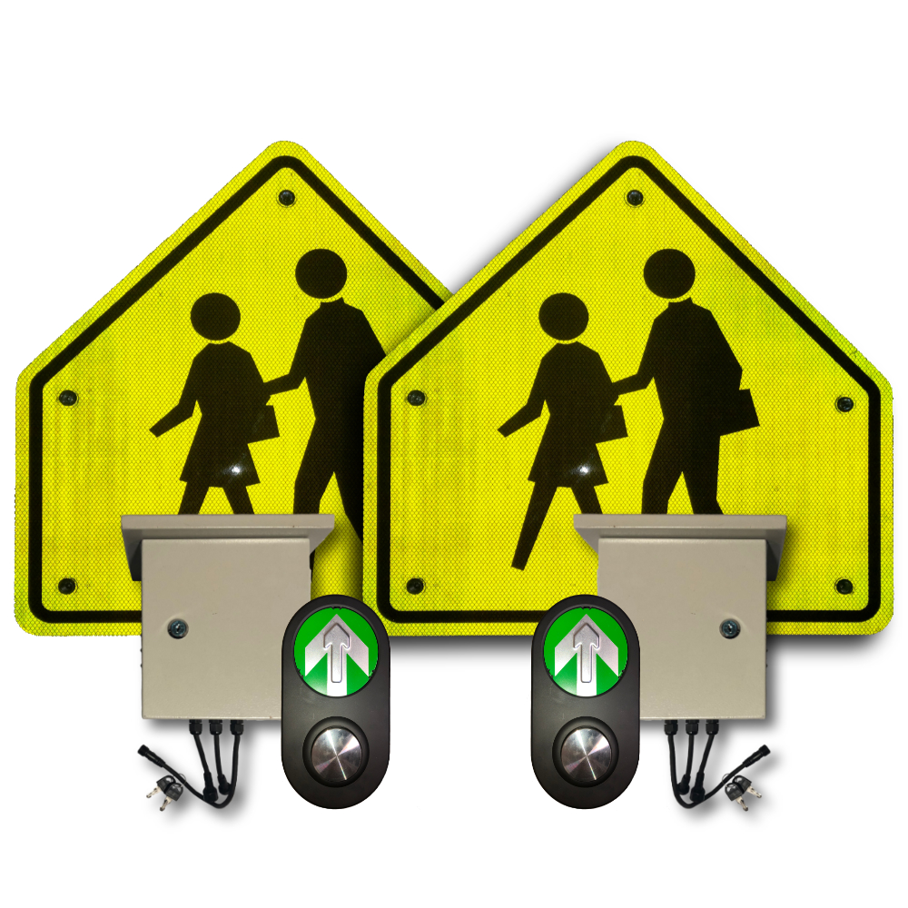 30" Push Button LED Flashing School Crossing System