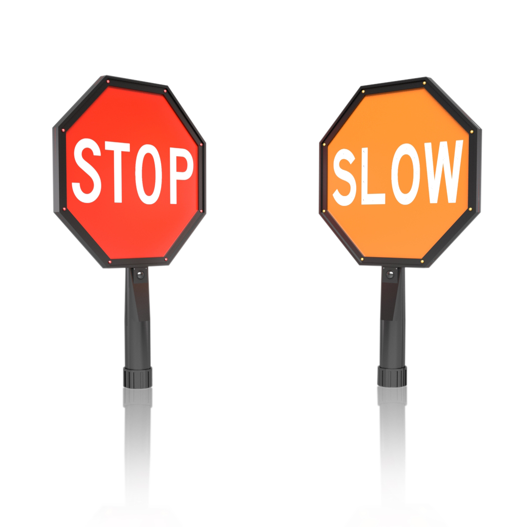 trafficthingz.com: 12" Flashing Hand Held Dual Sign Paddle