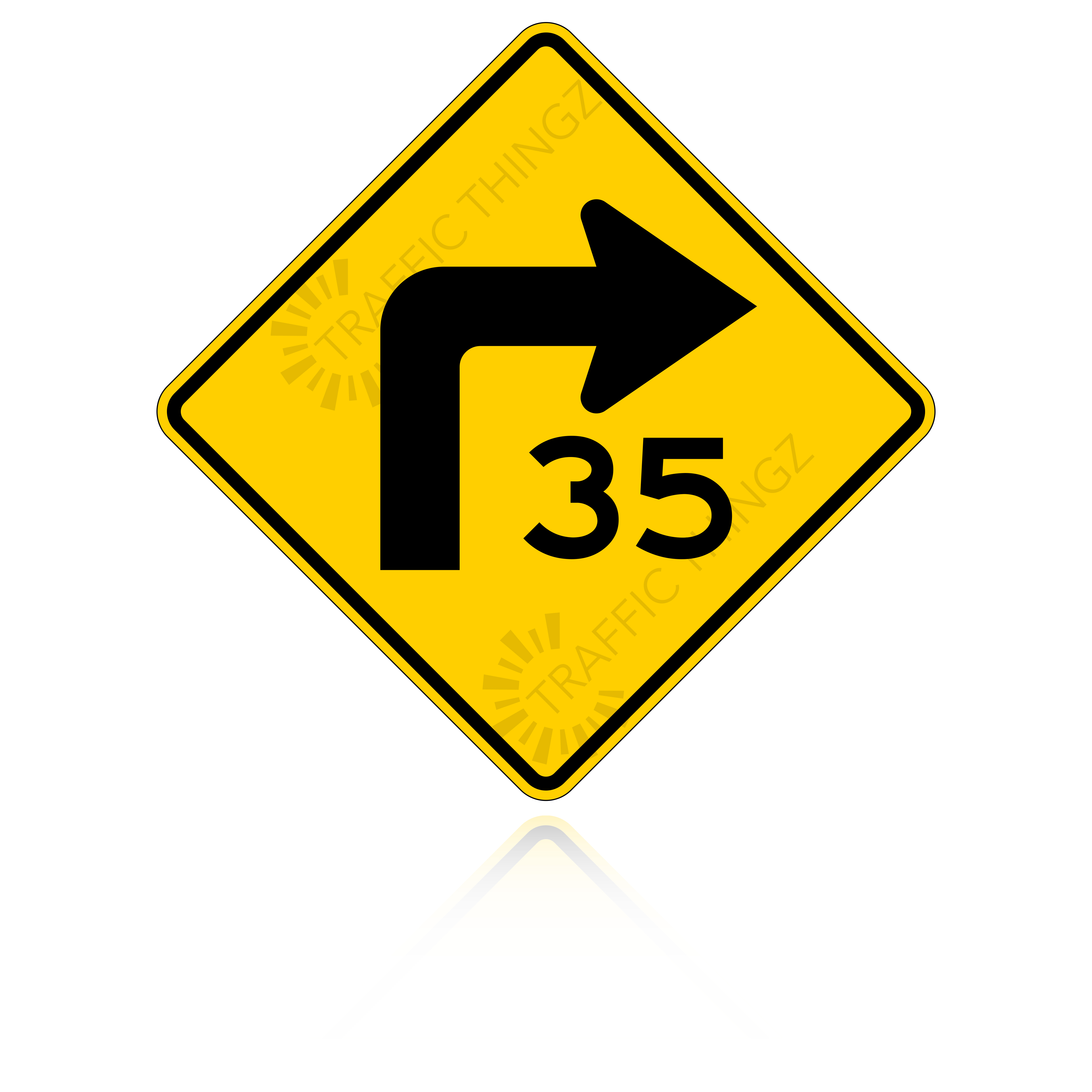 trafficthingz.com: MUTCD W1-1aR Speed Advisory Turn Right trafficthingz.com: MUTCD W1-1aR Speed Advisory Turn Right